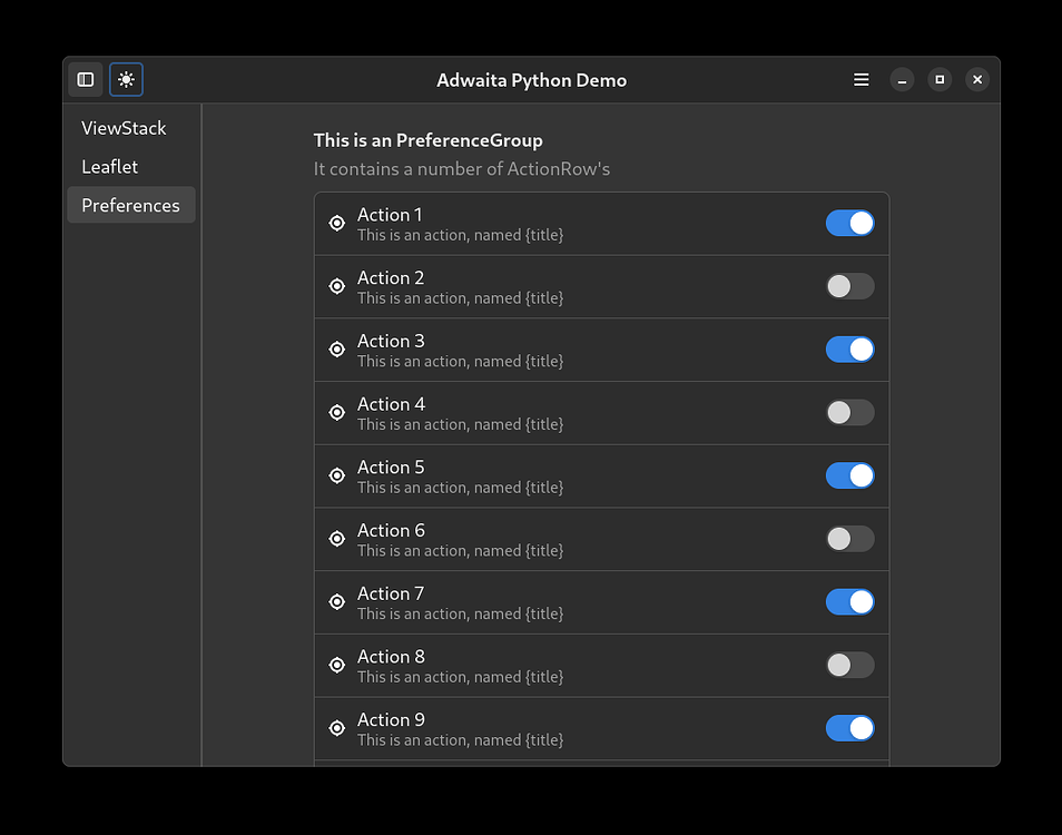 Libadwaitagtk4 Python Demo Application Language Bindings Gnome Discourse 