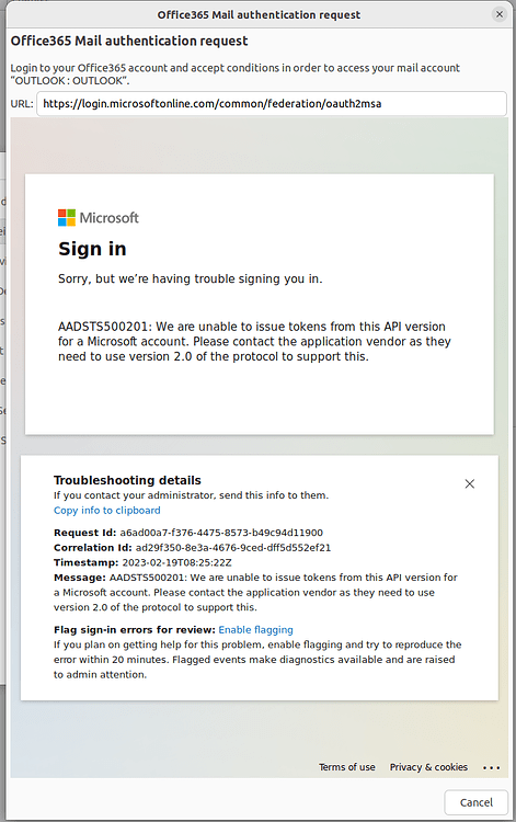 Microsoft Office365 Personal - Authentication OAuth2 / app password does not work - Applications ...