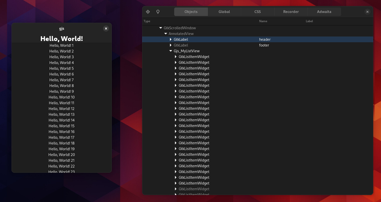 An Implementation Of A Scrollable Container With A Header And Footer